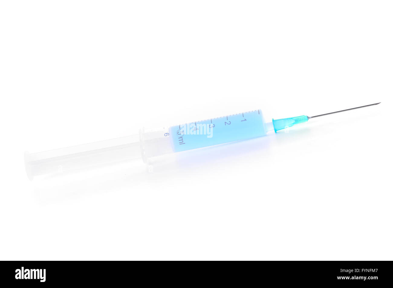 syringe with blue liquid isolated on white Stock Photo - Alamy