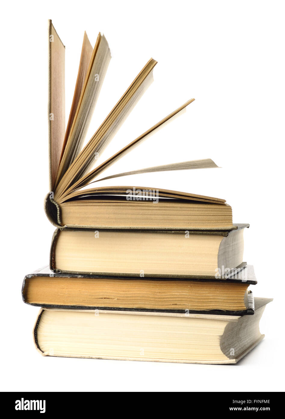 stacked books are isolated on white Stock Photo - Alamy