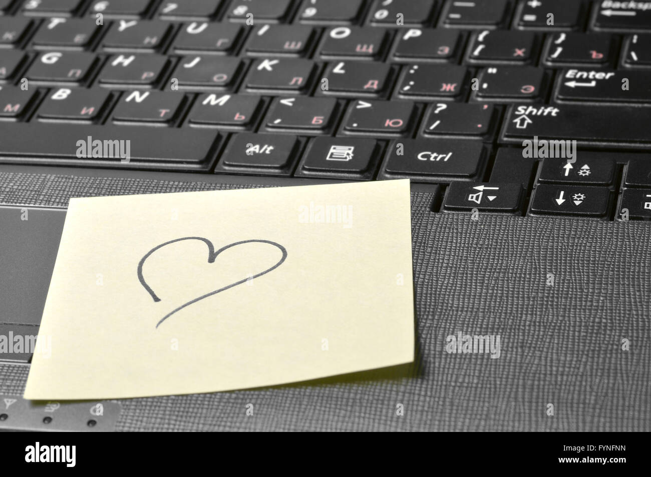 computer keyboard with heart on sticky note Stock Photo - Alamy