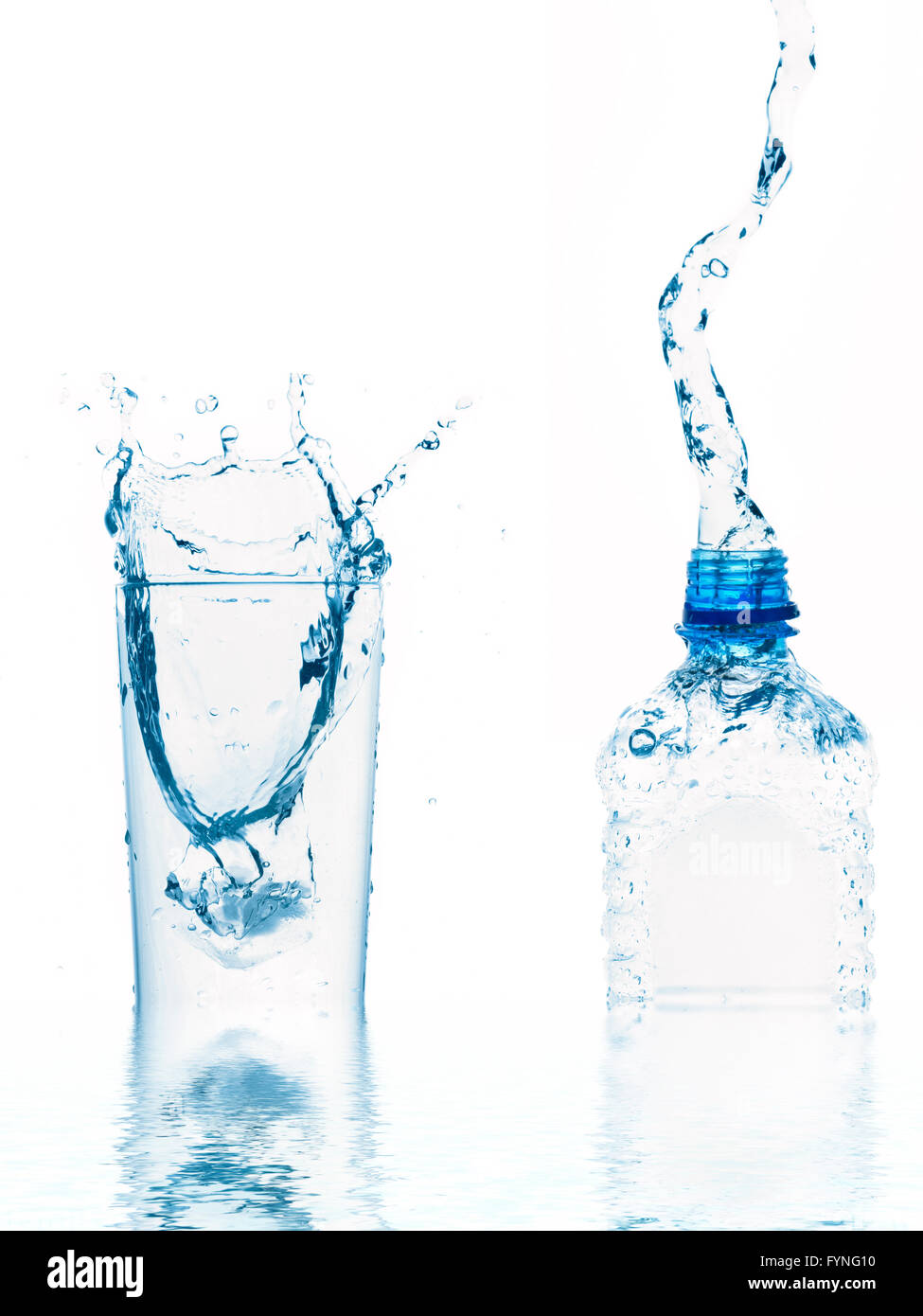 water glass and bottle isolated on white Stock Photo - Alamy
