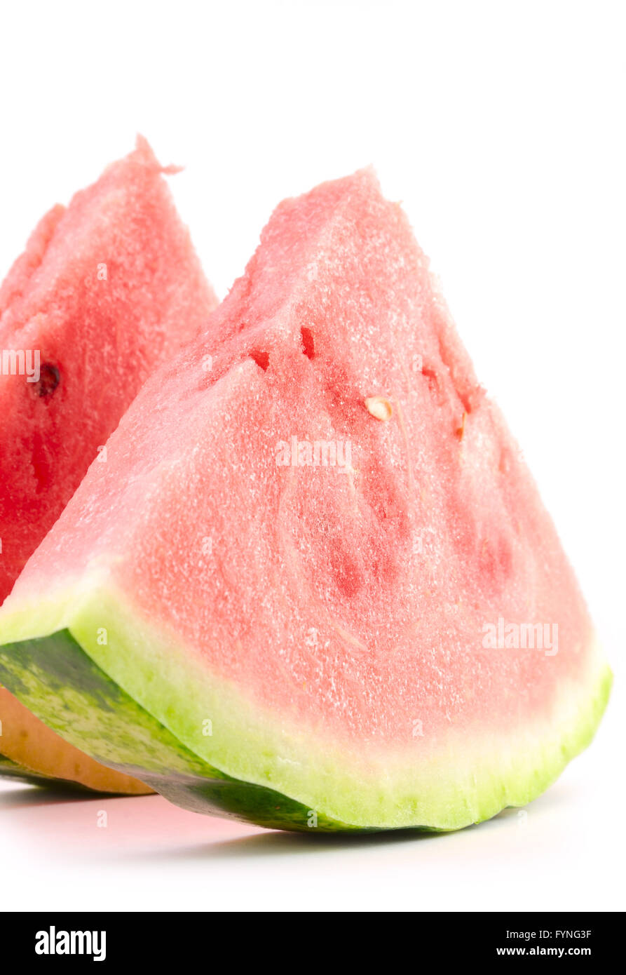 two watermelon slices isolated on white Stock Photo - Alamy