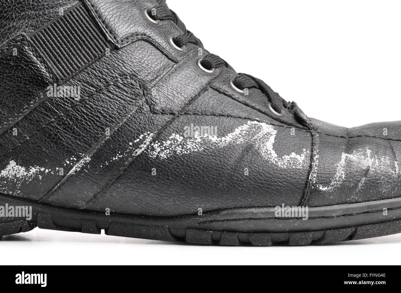 winter boots damaged by reagents Stock Photo - Alamy