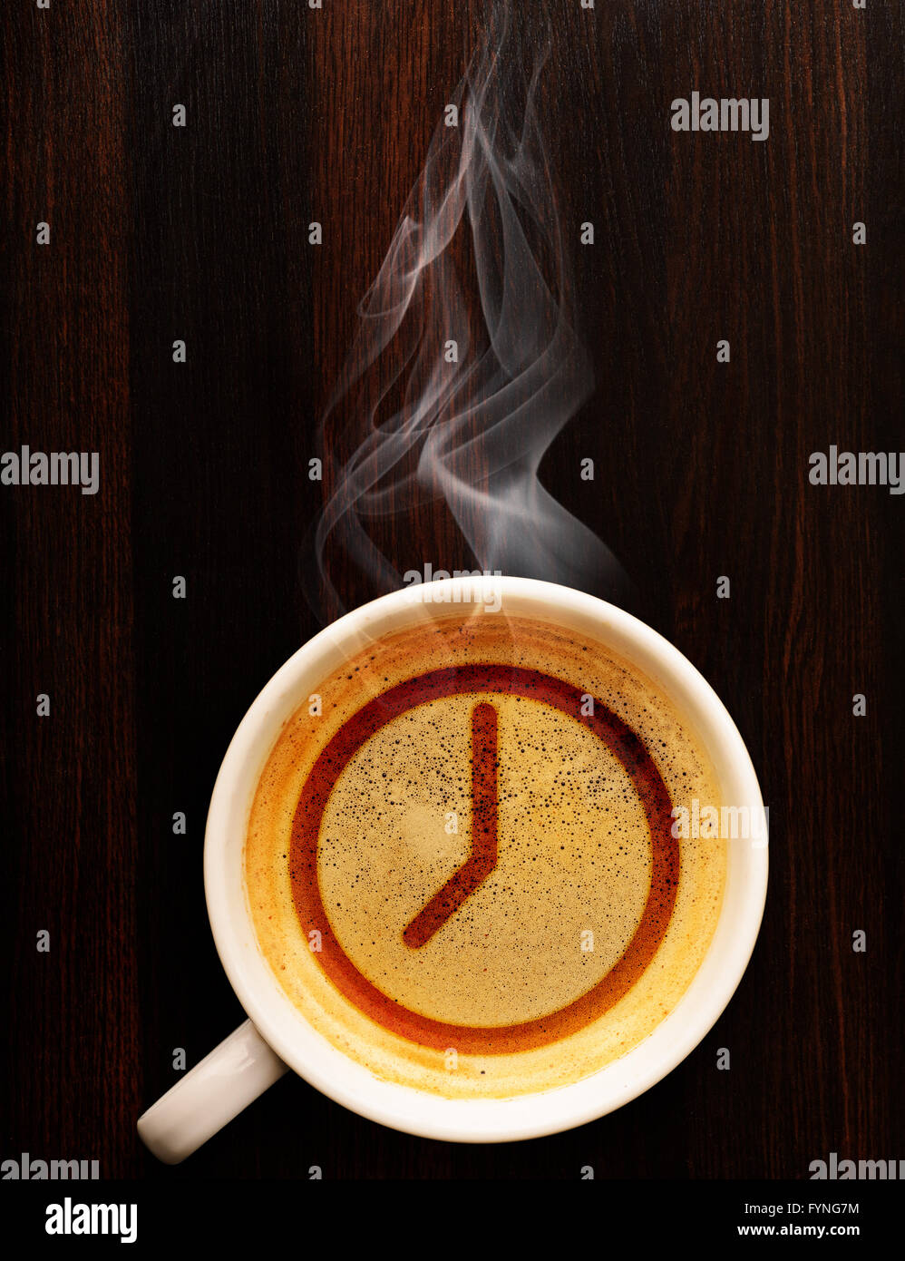 cup of fresh espresso with clock Stock Photo - Alamy