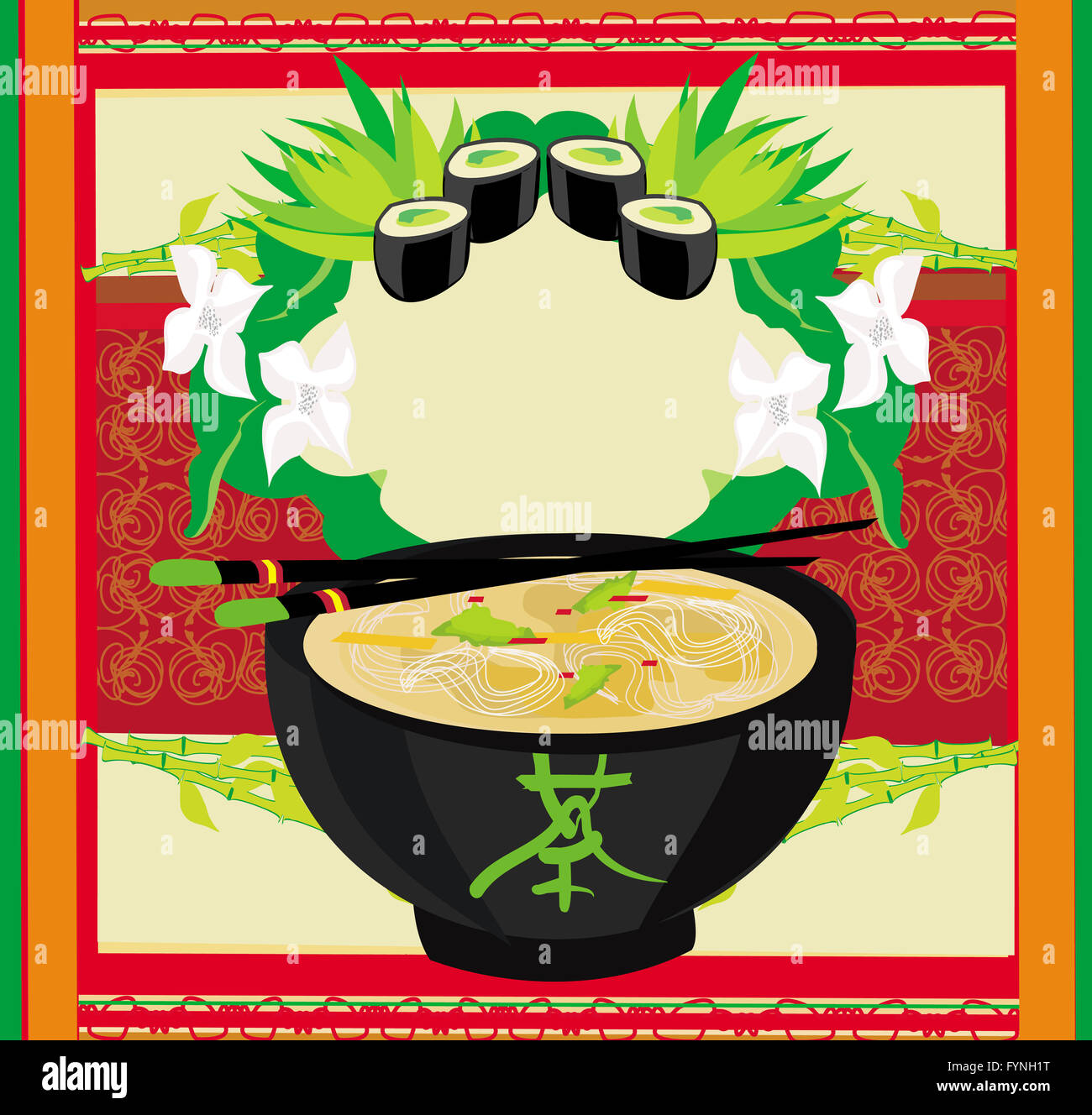Japanese food menu - vintage card Stock Photo - Alamy