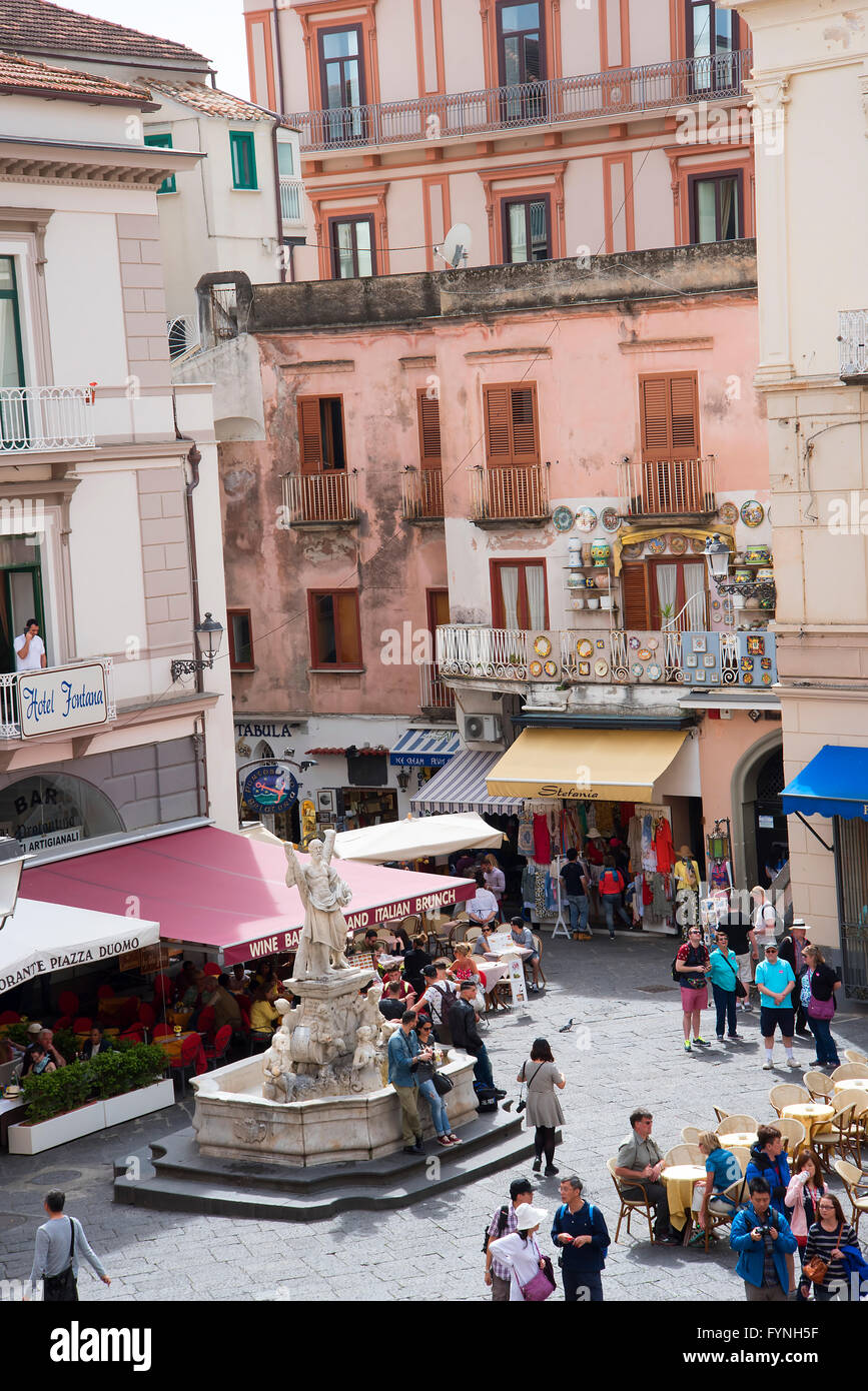 Main Square in the old maritime Republic of Amalfi on the Bay of ...