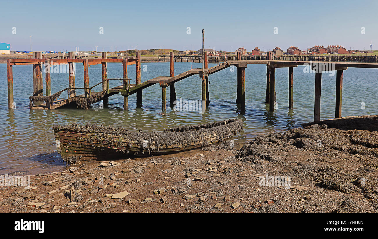 Old boat of the past Blyth harbour. Northumberland Stock Photo - Alamy