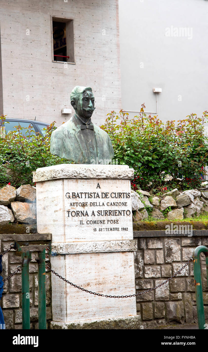 Statue of the composer De Curtis who wrote the song Return to Sorrento ...