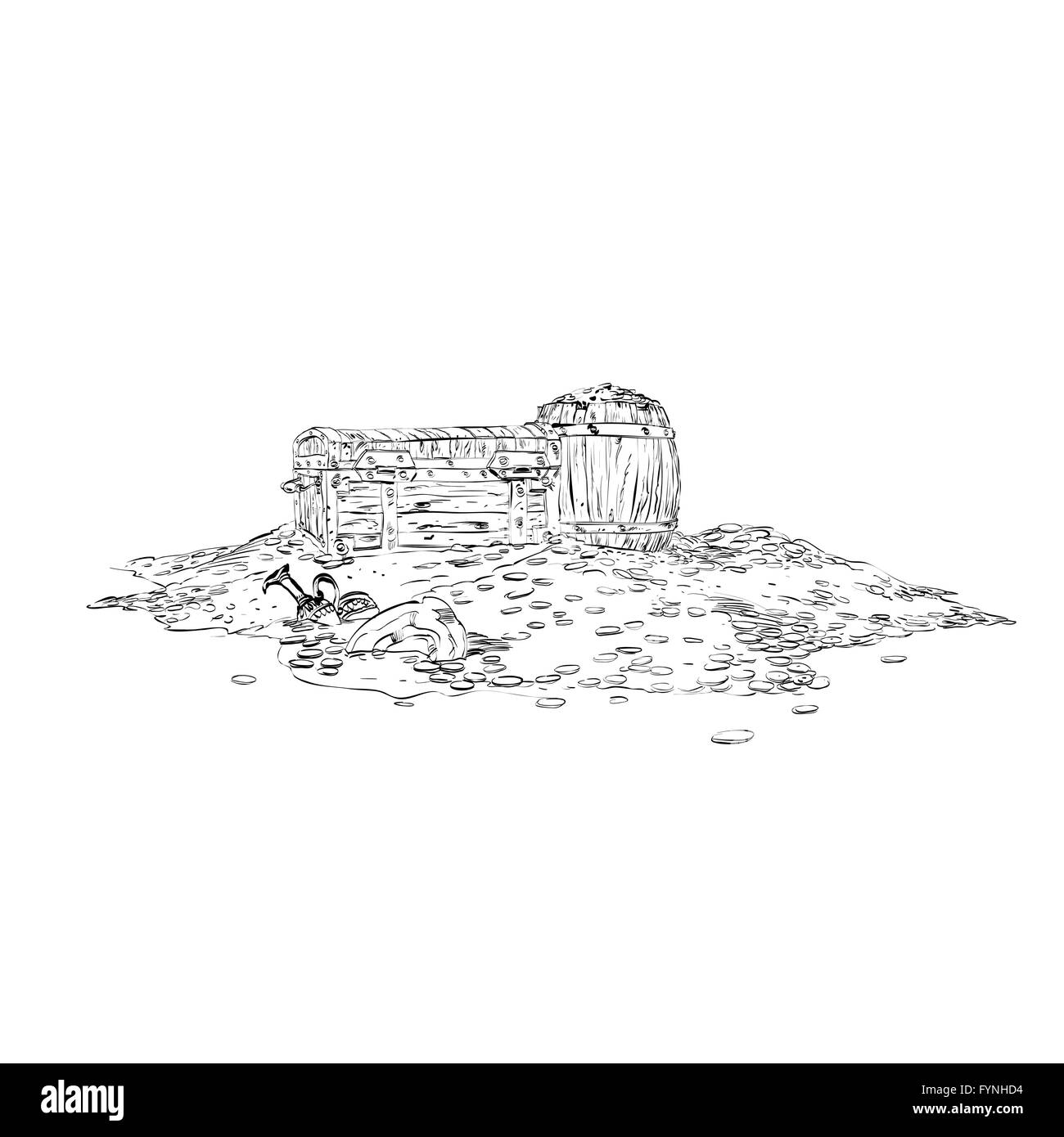 Pirate gold coins Black and White Stock Photos & Images - Alamy