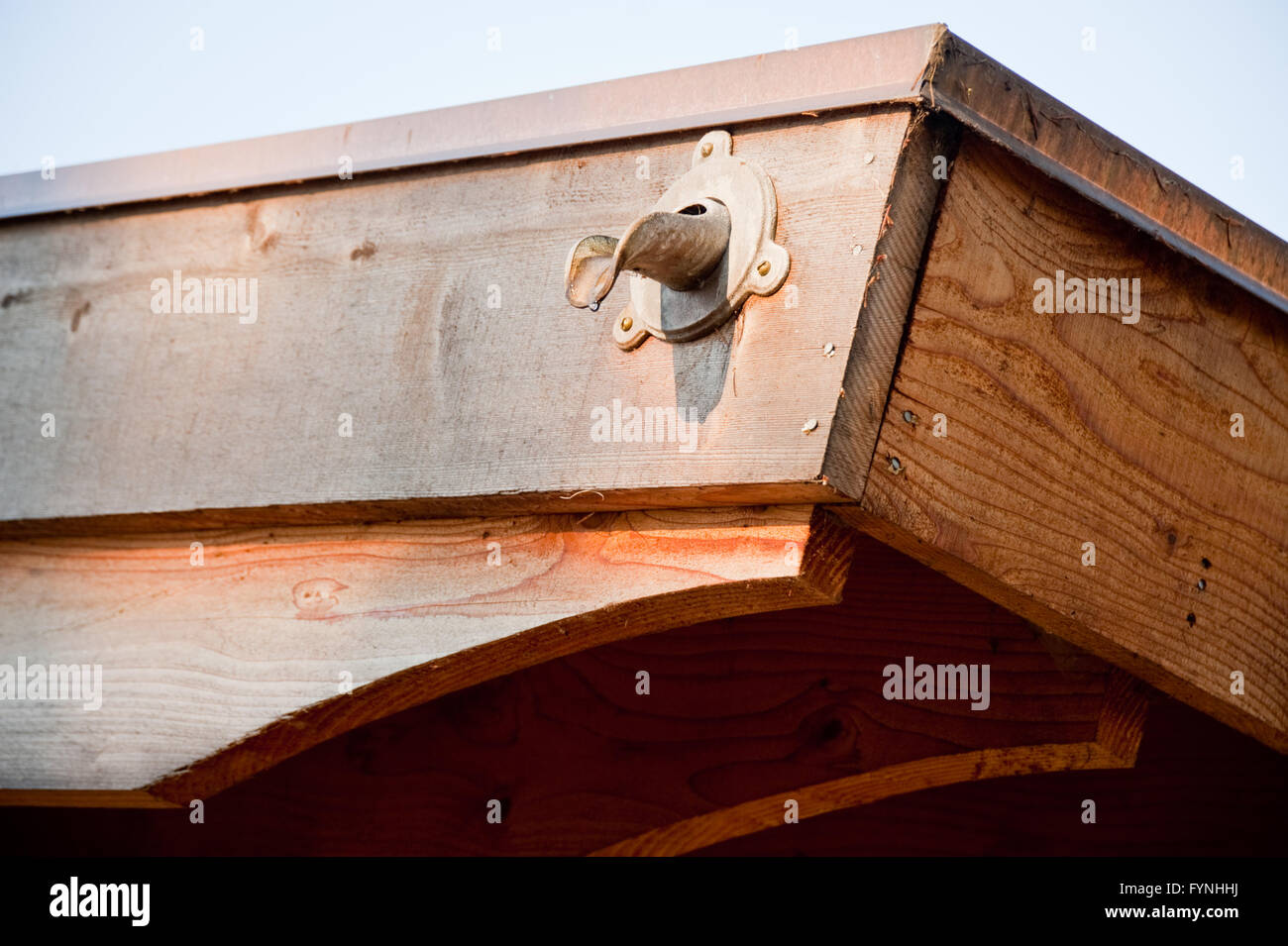 Rainwater spout on Washington Park Arboretum structure Stock Photo - Alamy