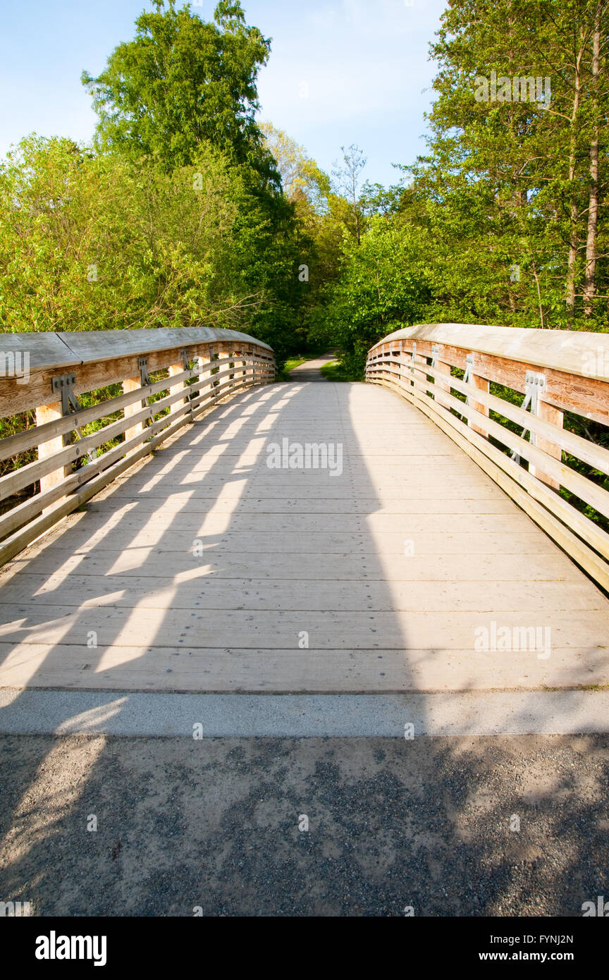 Wood bridge in Washington Park Arboretum Stock Photo - Alamy