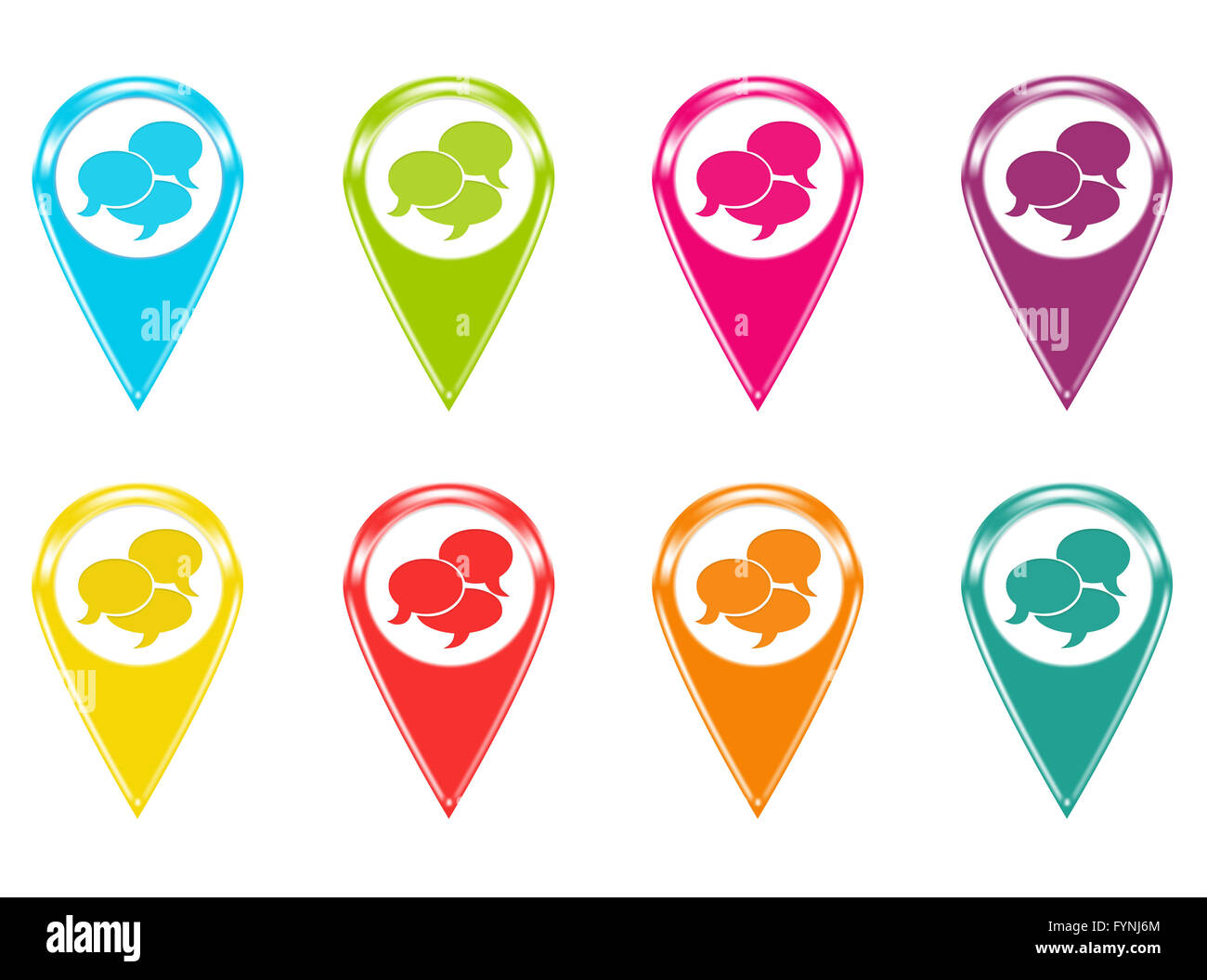 Set of icons or colored markers on maps with conversation symbol Stock ...