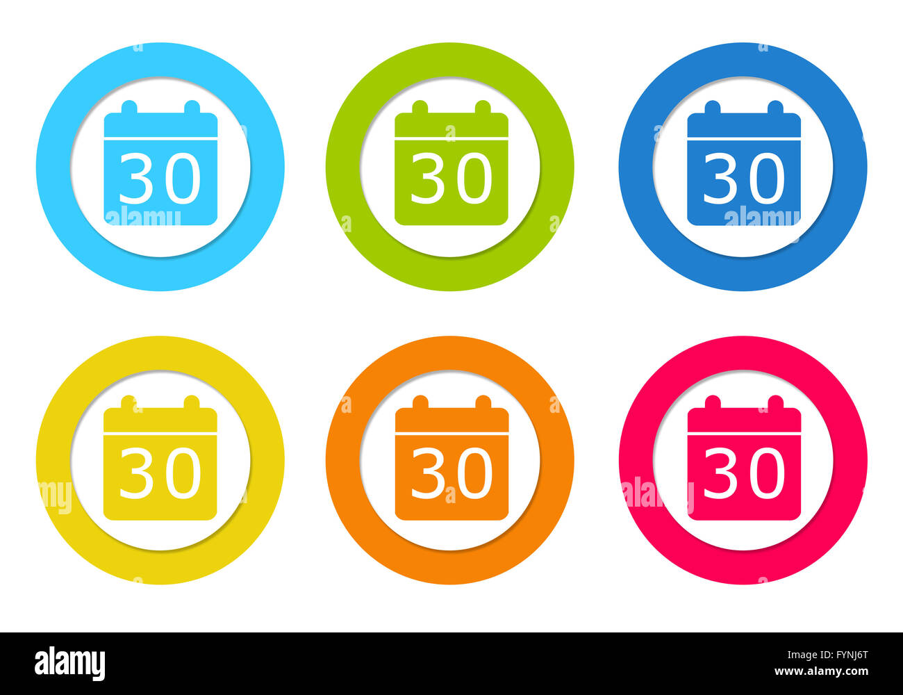 Set of rounded icons with calendar symbol Stock Photo - Alamy