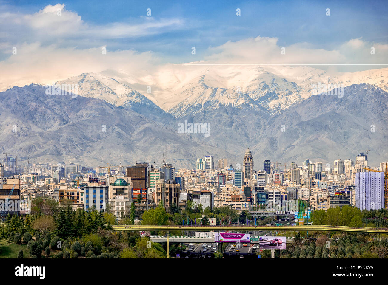 Skyline view of Tehran, Iran, and the Alborz Mountains from the Stock ...