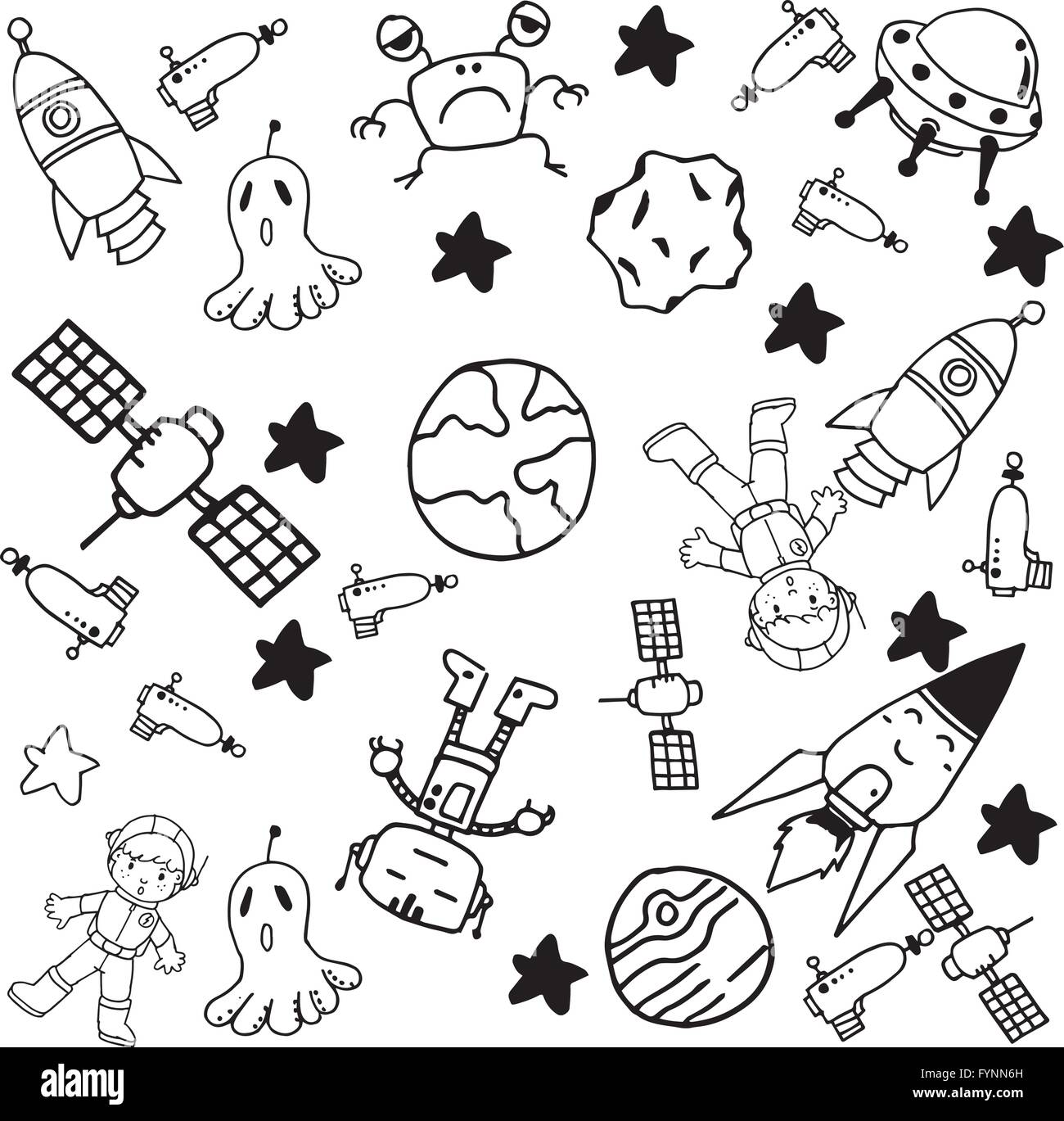 Space doodle set Stock Vector Image & Art - Alamy