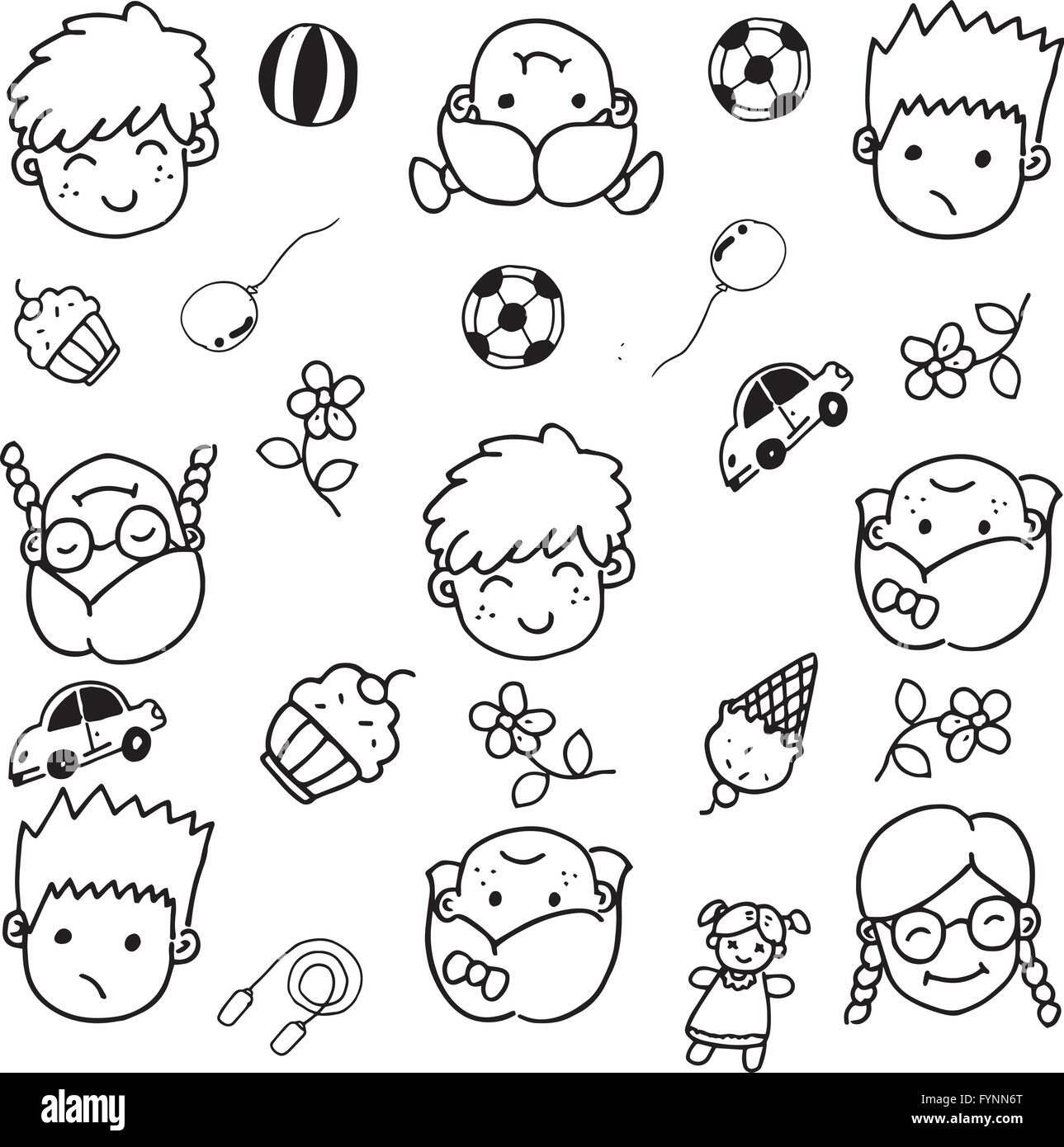 Doodle set of objects for kids Stock Vector Image & Art - Alamy