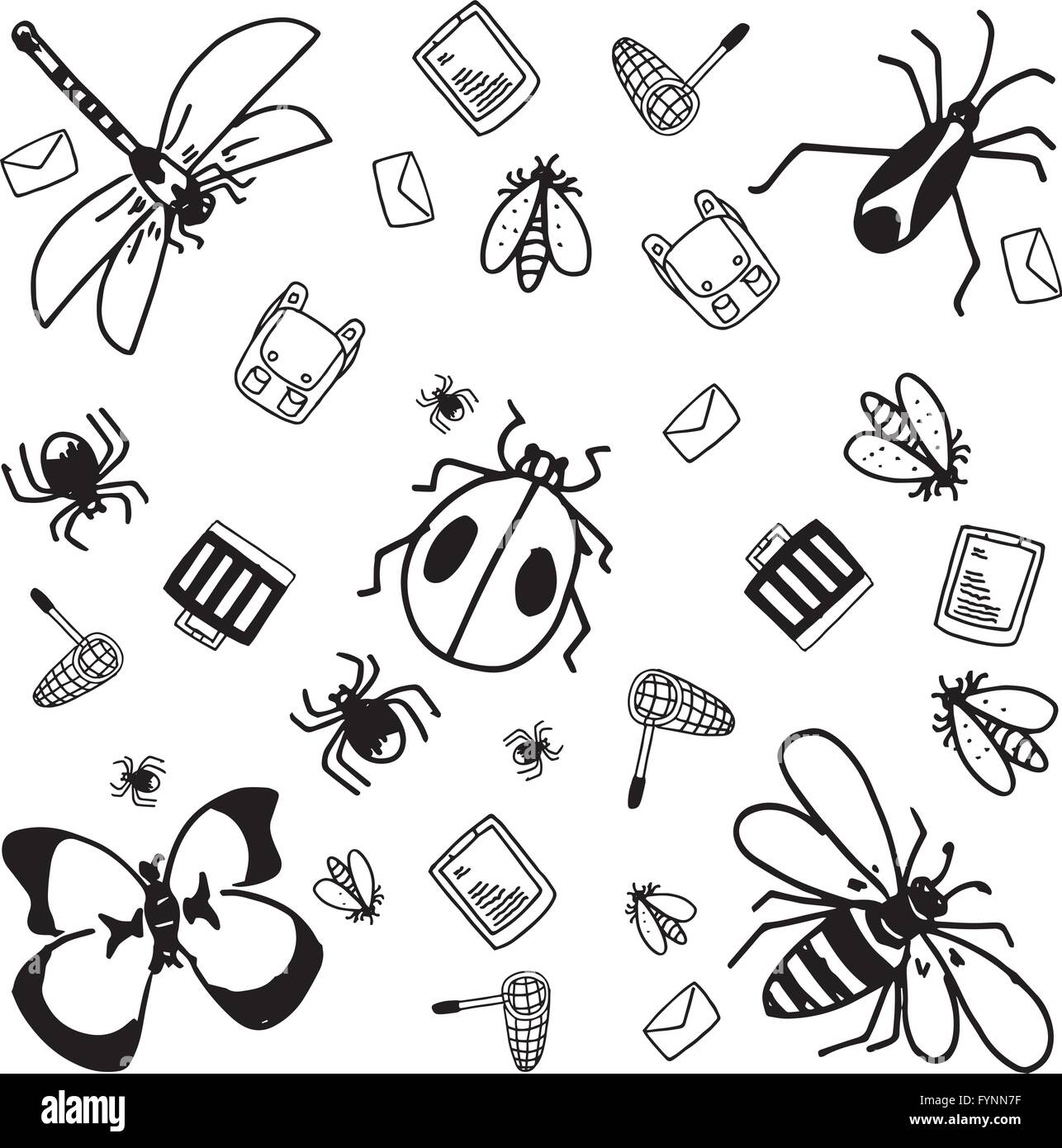 Insects doodle for kids Stock Vector Image & Art - Alamy