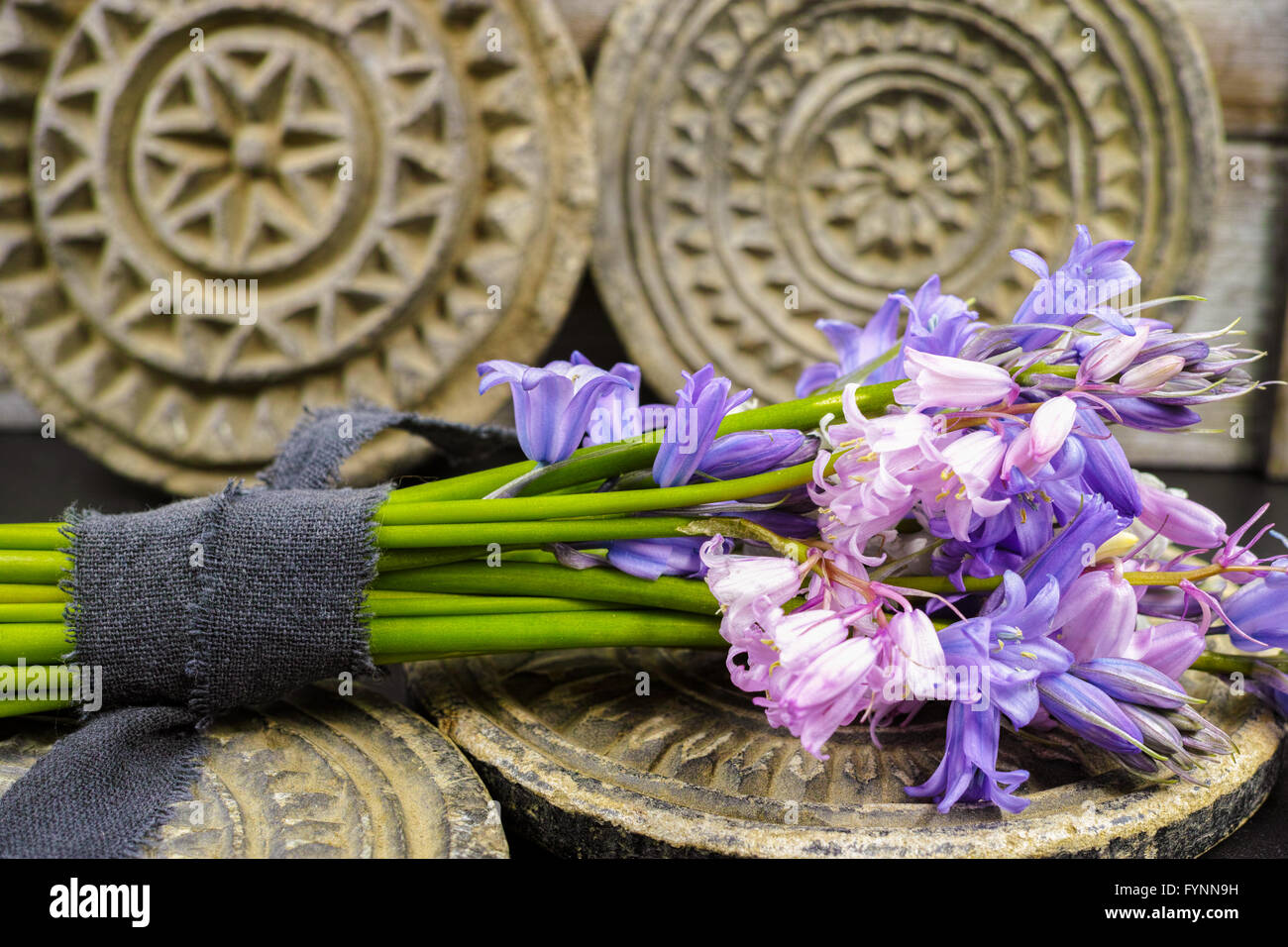 Bunch of fresh colorful flowers and hyacinths from the forest on ...