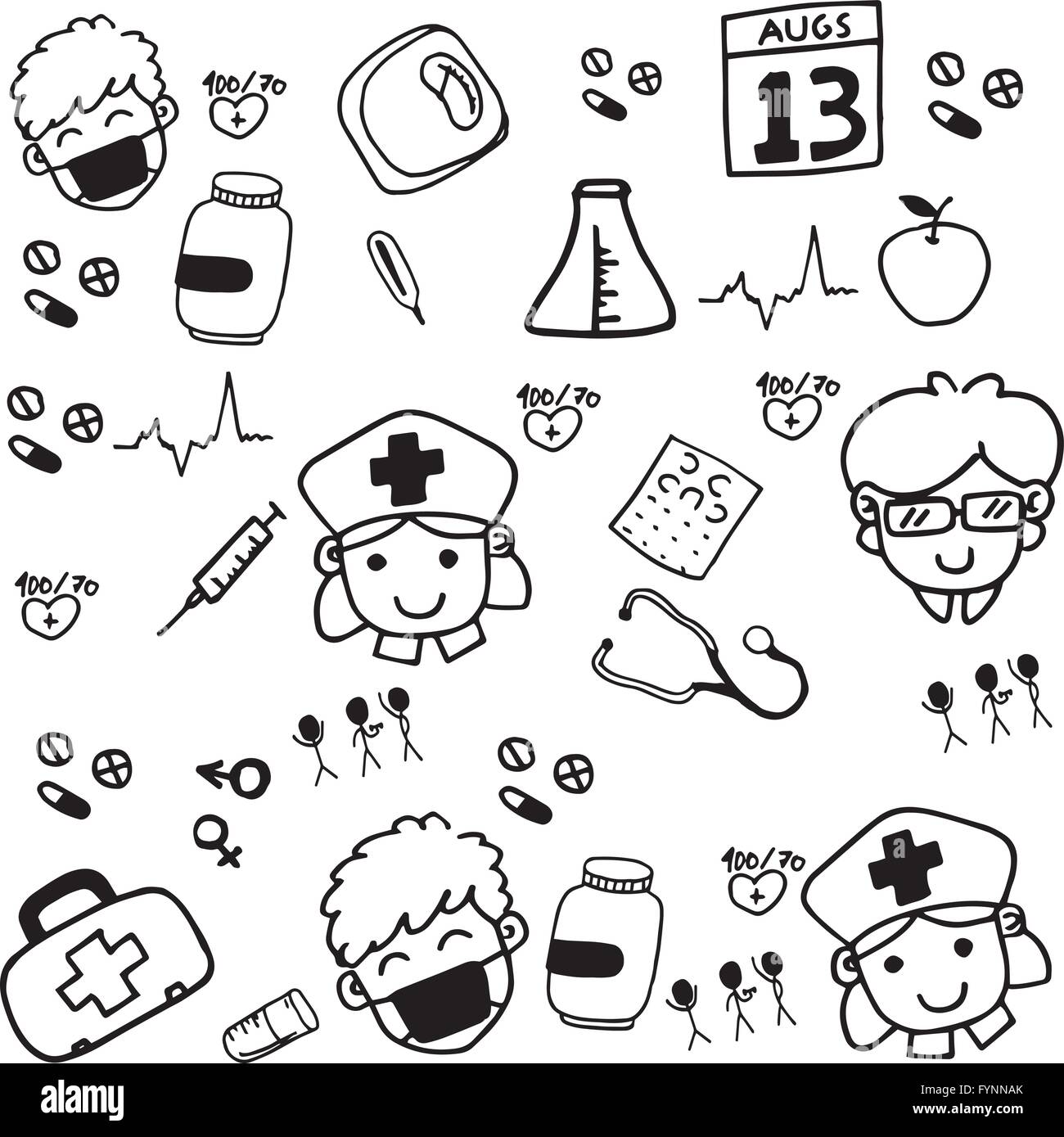 Vector Doodle Nurse Icon Illustration Stock Photos & Vector Doodle ...
