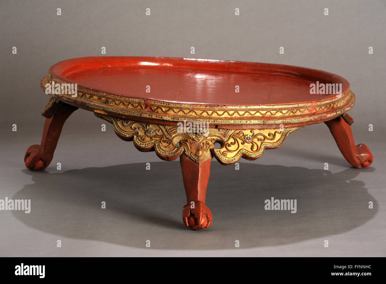 Burmese table of wood Stock Photo - Alamy