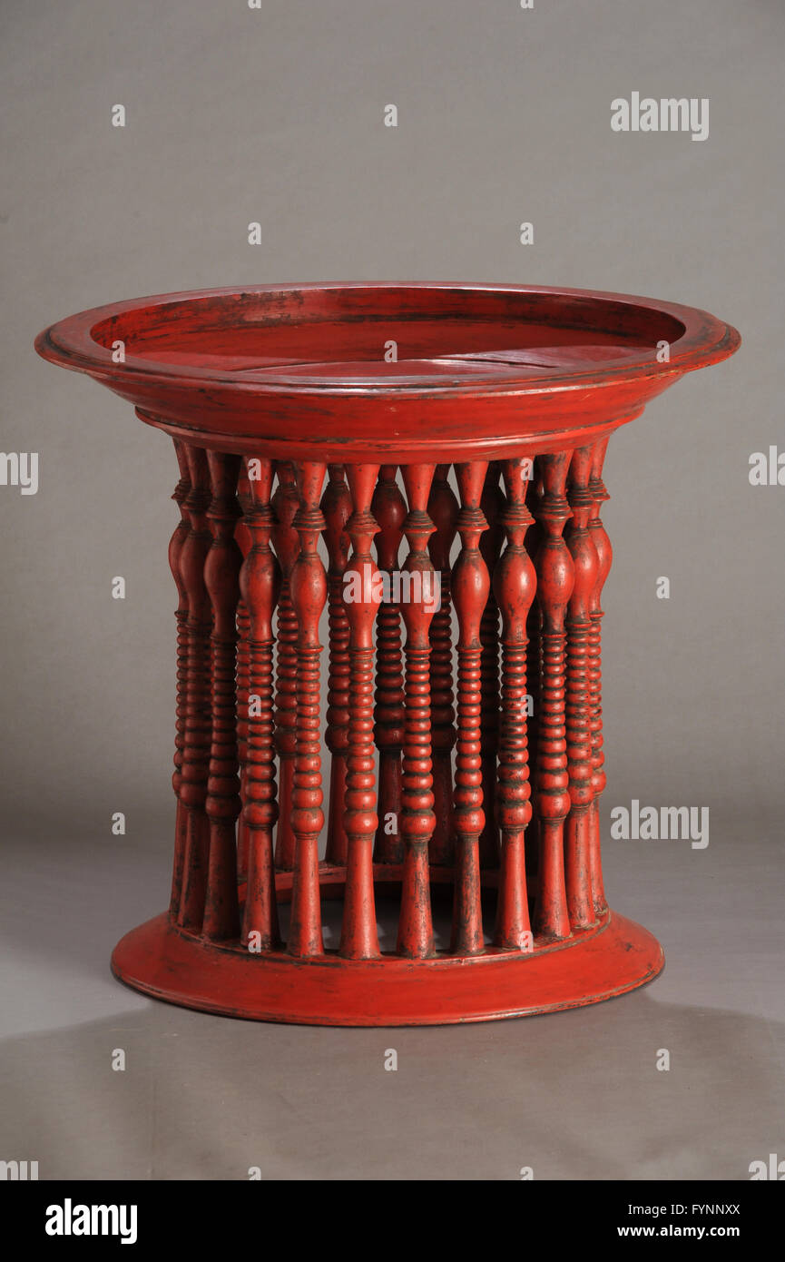 Burmese table of wood Stock Photo - Alamy