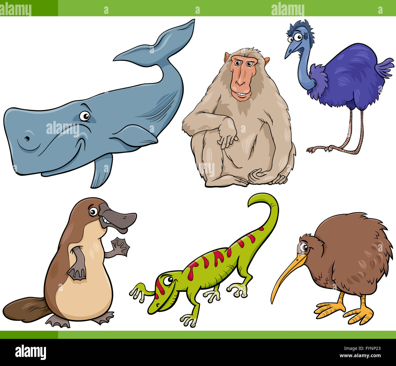 wild animals cartoon set illustration Stock Photo - Alamy