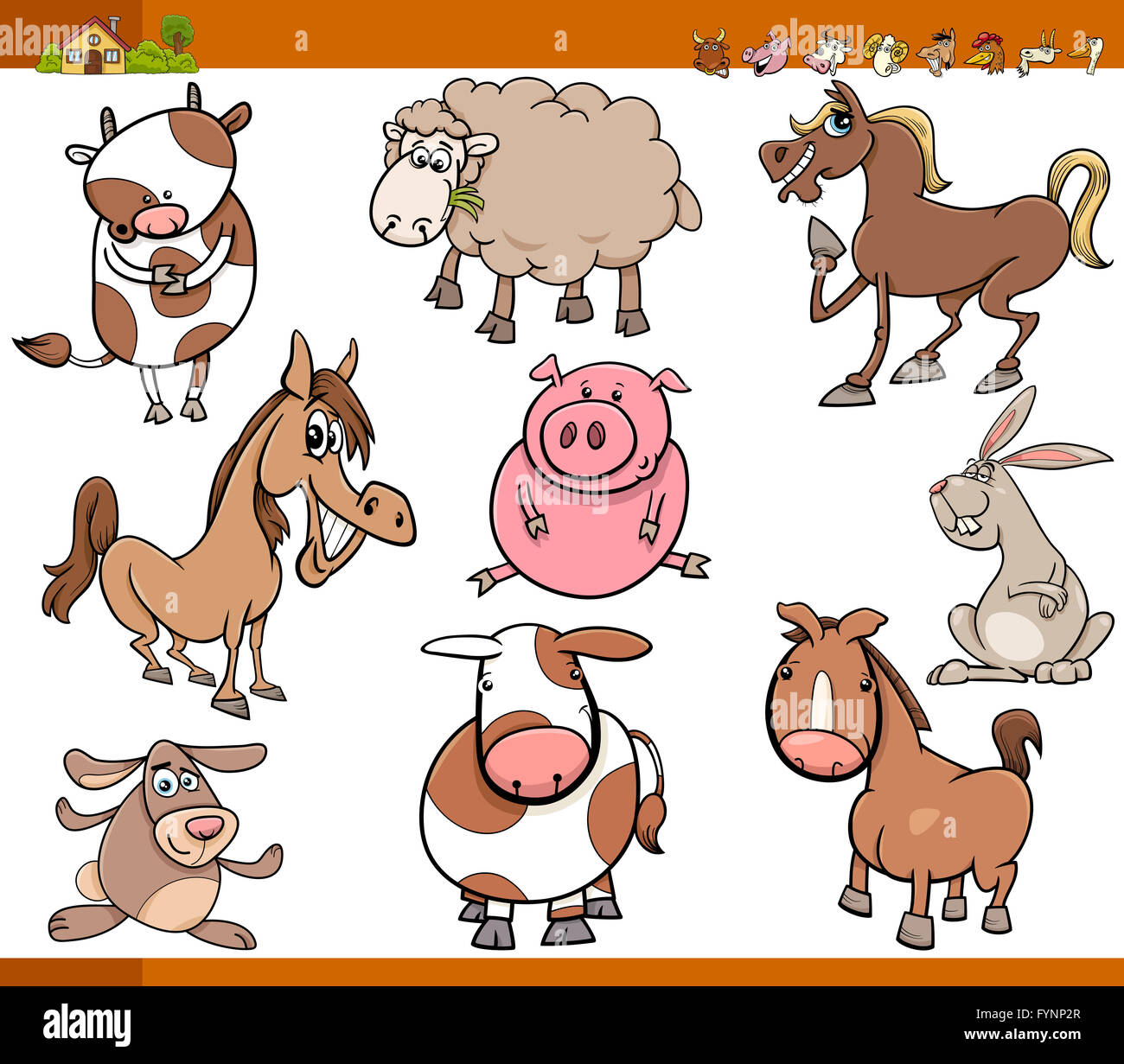 farm animals set cartoon illustration Stock Photo - Alamy