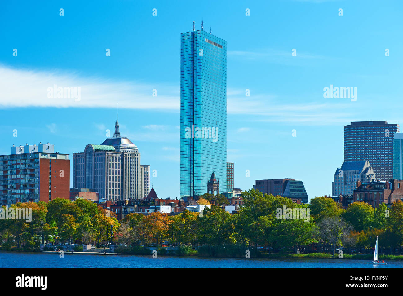 Boston and Charles river view from Harvard Bridge Stock Photo - Alamy
