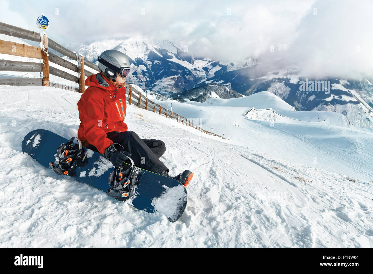 Snowboarder with the board Stock Photo - Alamy