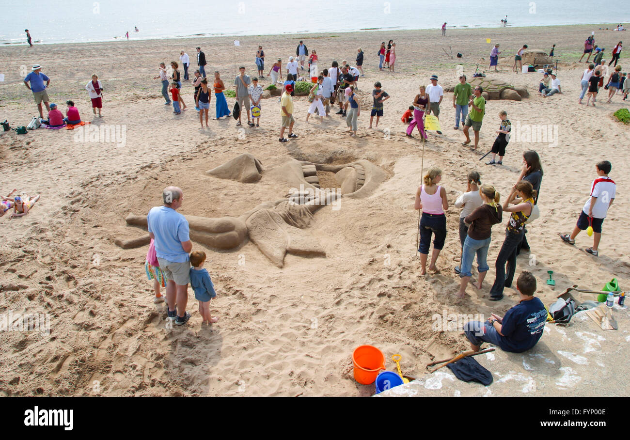 Sand sculpture competition the beach at Exmouth, Devon, England Stock ...