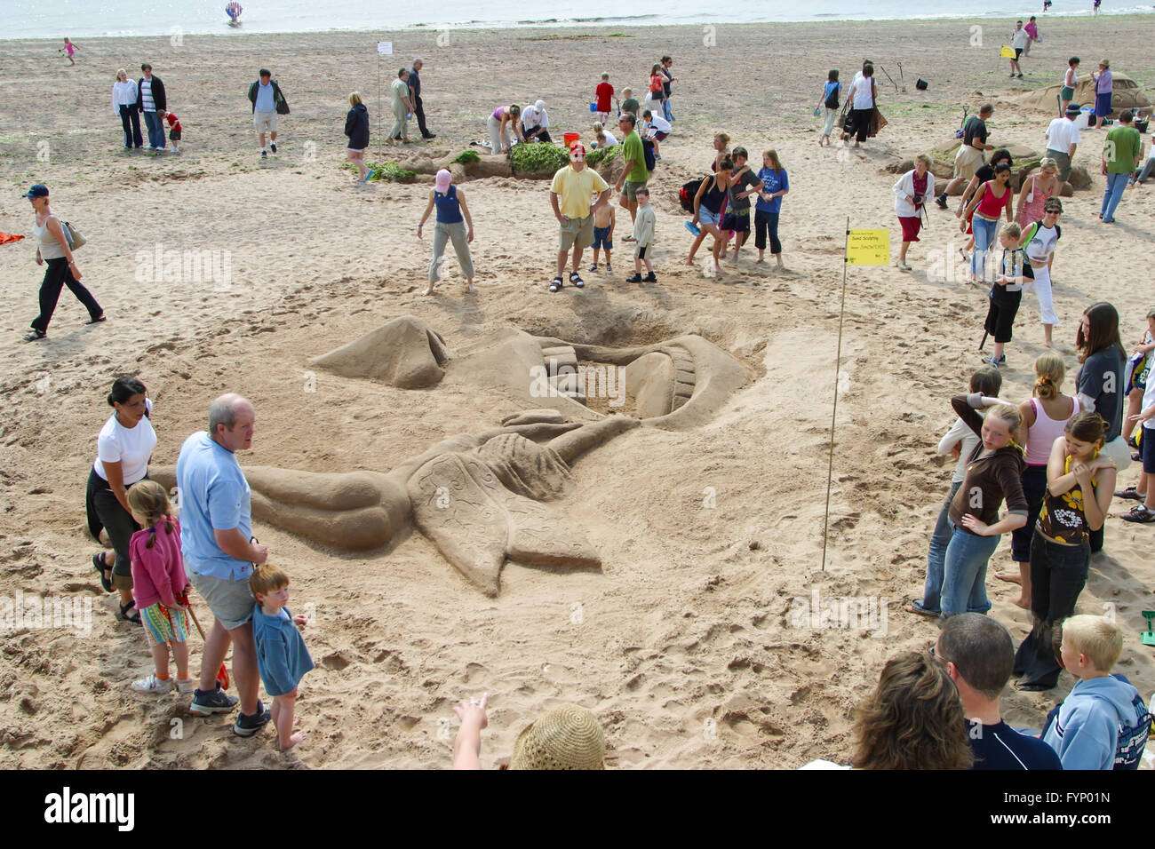 Sand sculpture competition the beach at Exmouth, Devon, England Stock ...