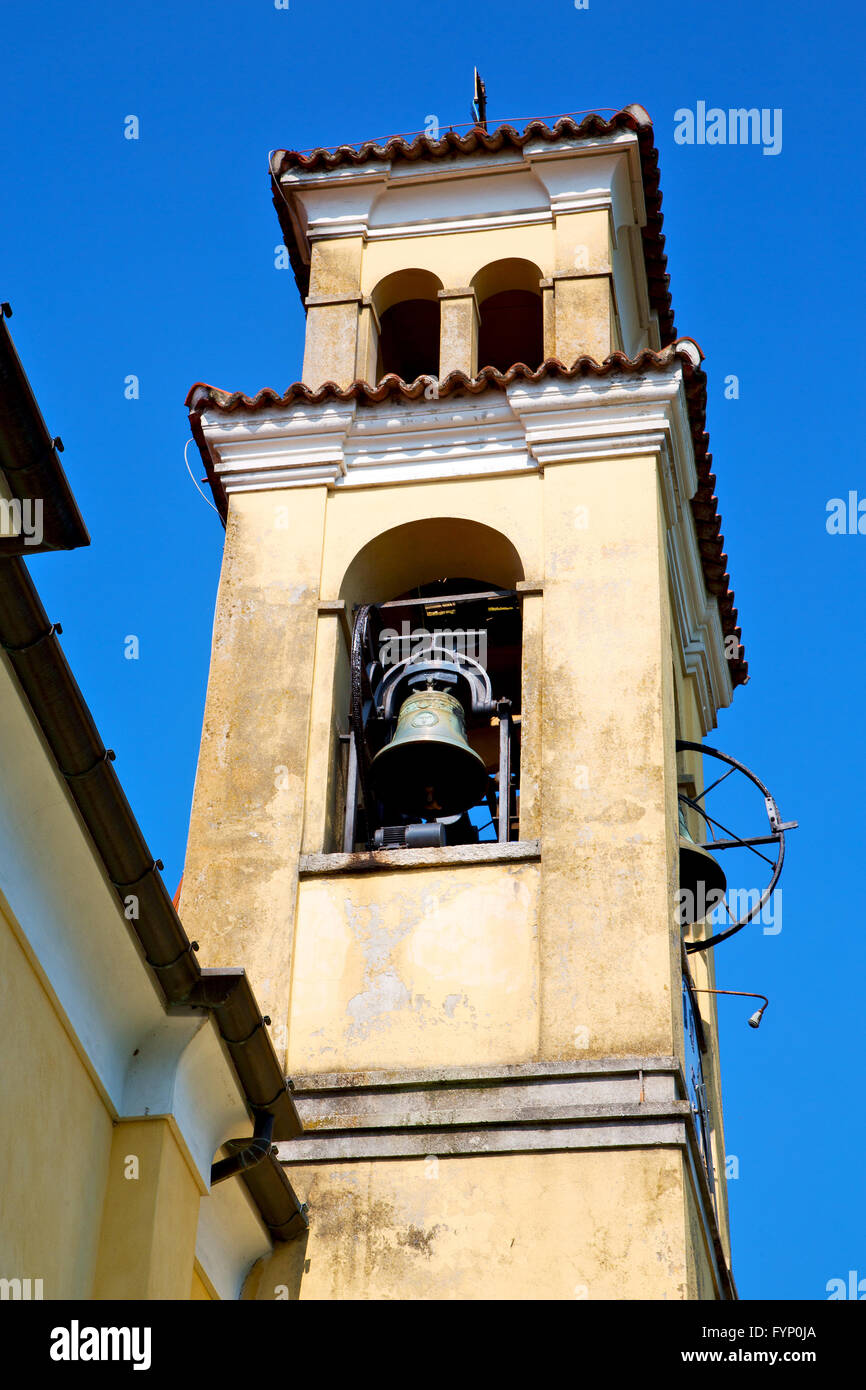 ancien clock tower in europe old stone and bell Stock Photo - Alamy