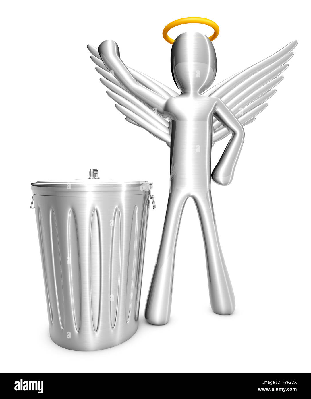 Cartoon Angel with Trash Can Stock Photo - Alamy