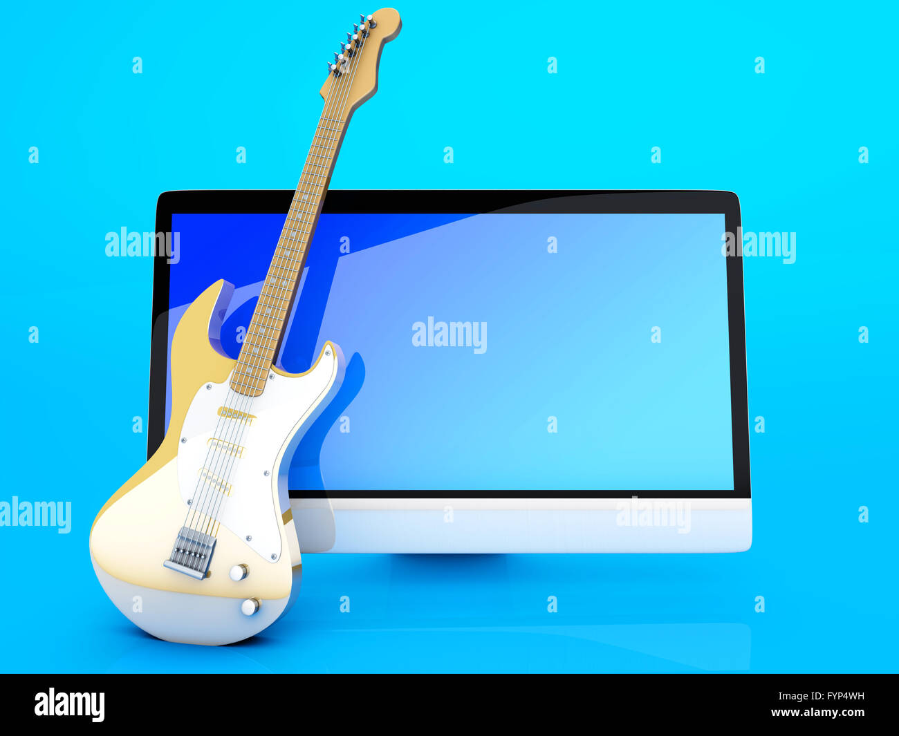 A All in one computer with a Guitar Stock Photo - Alamy