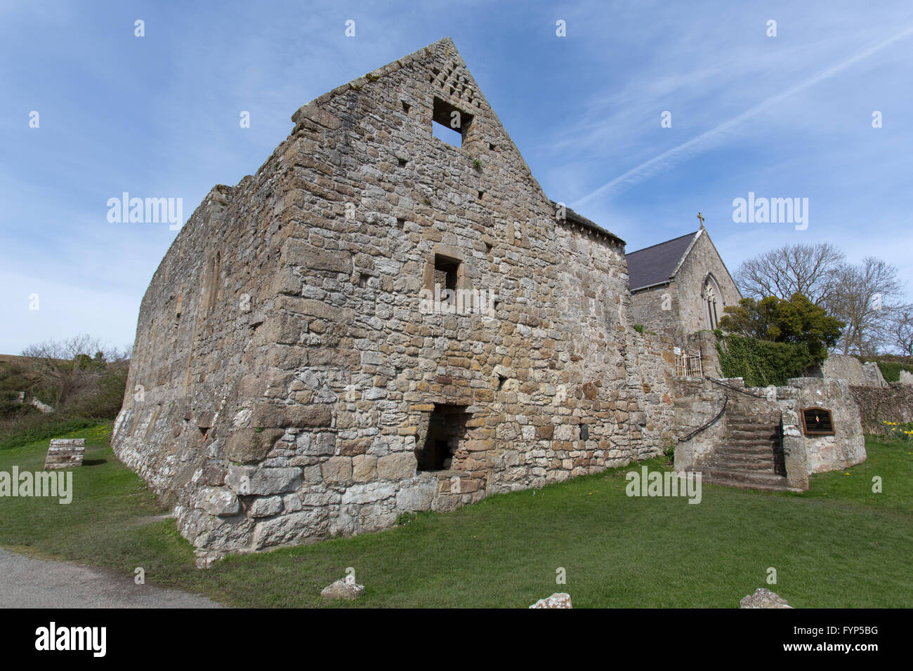 Penmon Priory, Wales. Picturesque view of the 13th century Penmon ...