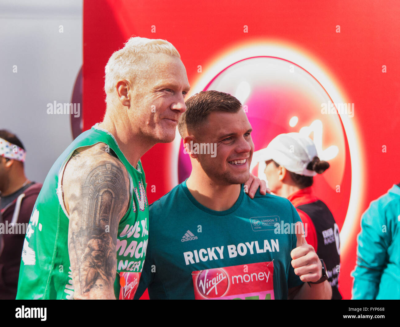 London, UK. 24th April 2016. Iwan Thomas and Ricky Boylan pose before ...