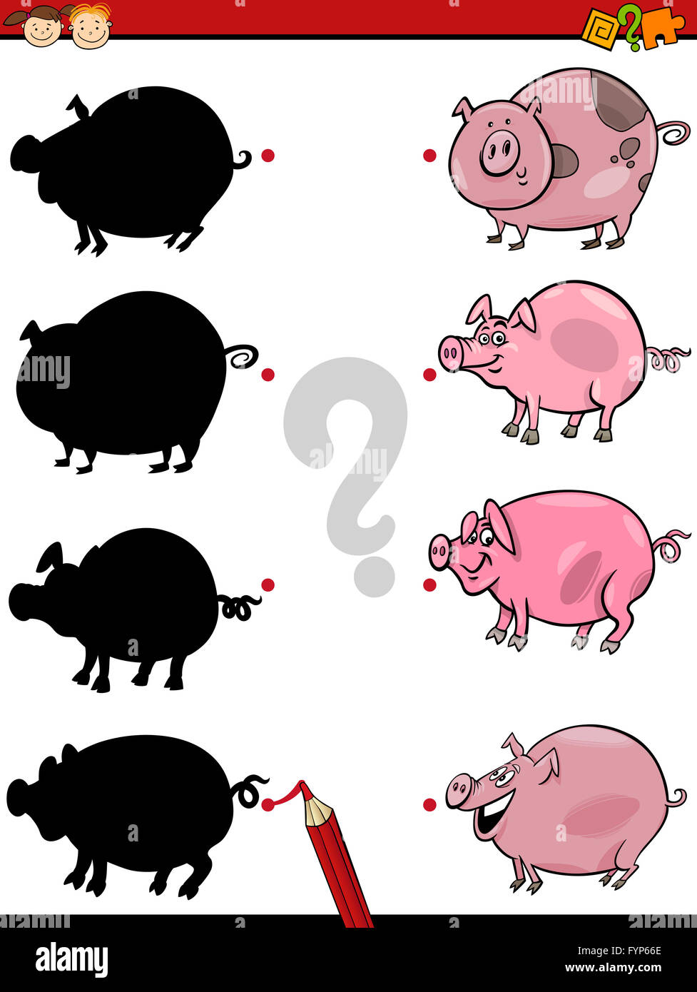 shadows task with pig Stock Photo - Alamy