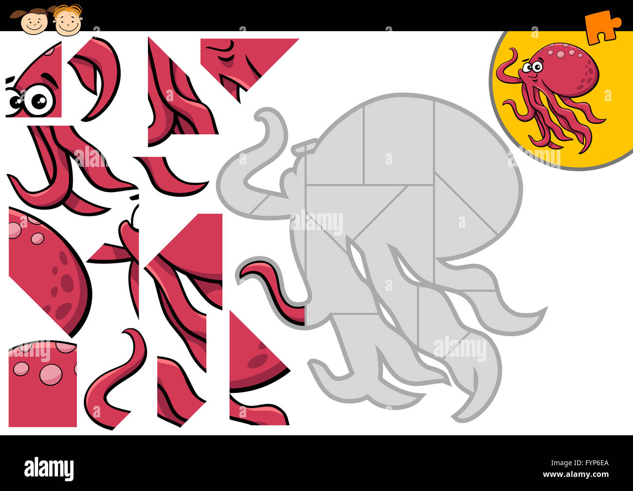 cartoon jigsaw puzzle game Stock Photo - Alamy
