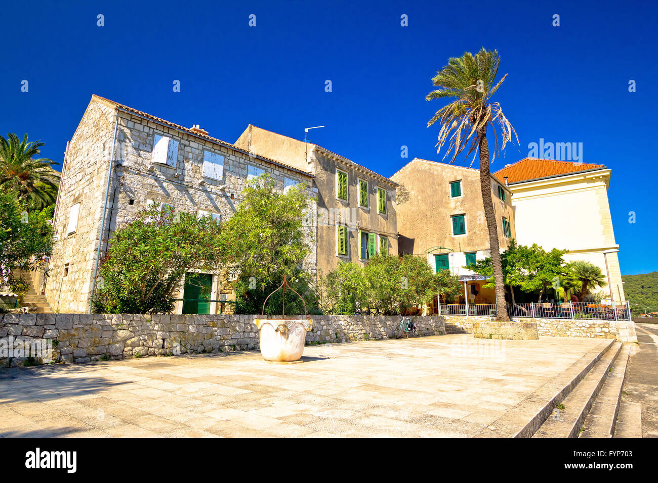 Old stone street in town of Vis Stock Photo - Alamy