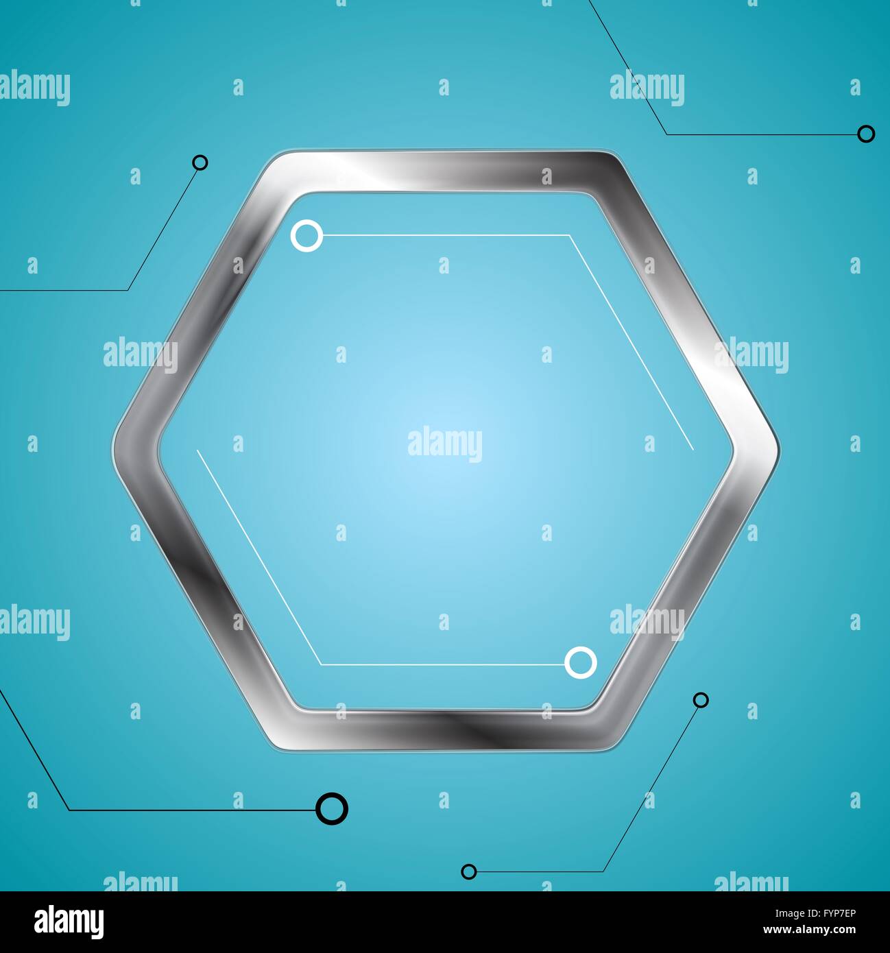 Technology drawing with metal hexagon Stock Photo - Alamy
