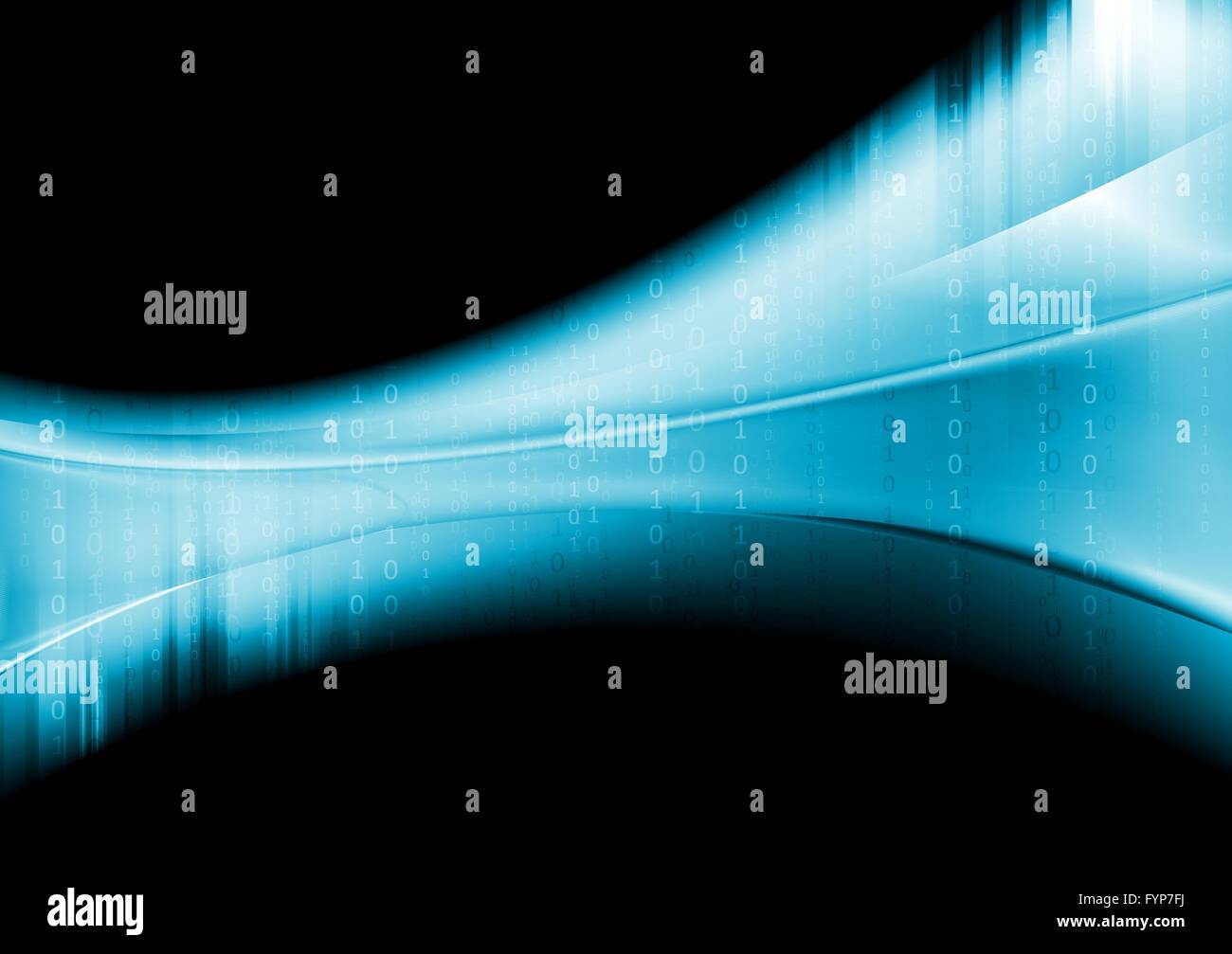 Blue tech wavy background with binary system code Stock Photo - Alamy