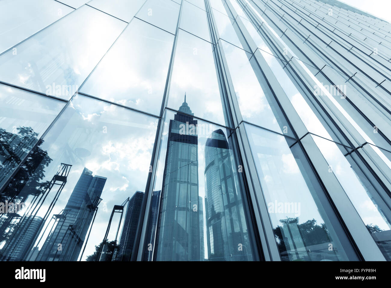landmarks reflection on glass walls of skyscrapers Stock Photo - Alamy