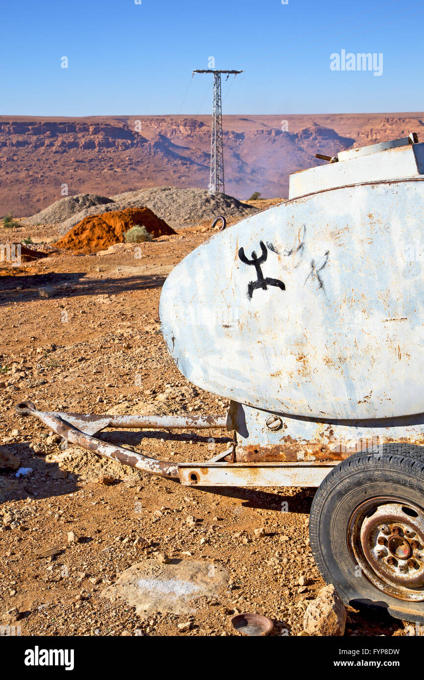water tank in utility pole land gray metal weel and arid Stock Photo ...