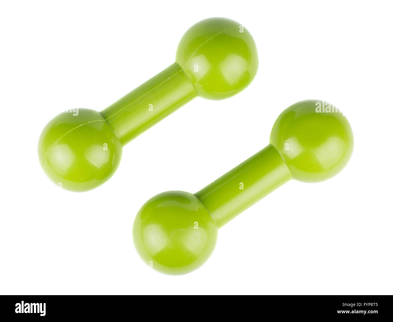 Pair of green dumbbells for fitness Stock Photo - Alamy