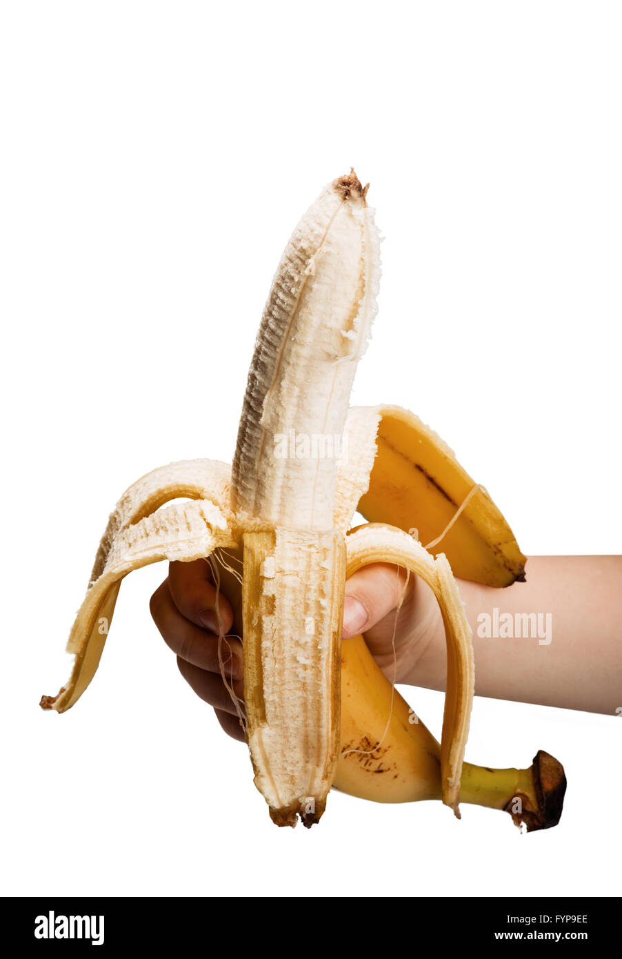 banana in hand isolated on white background Stock Photo - Alamy