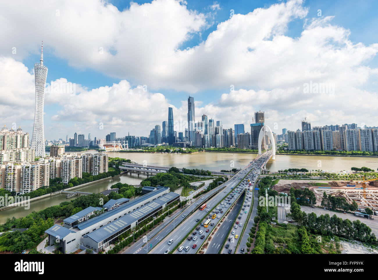 bridge across a river in guangzhou Stock Photo - Alamy
