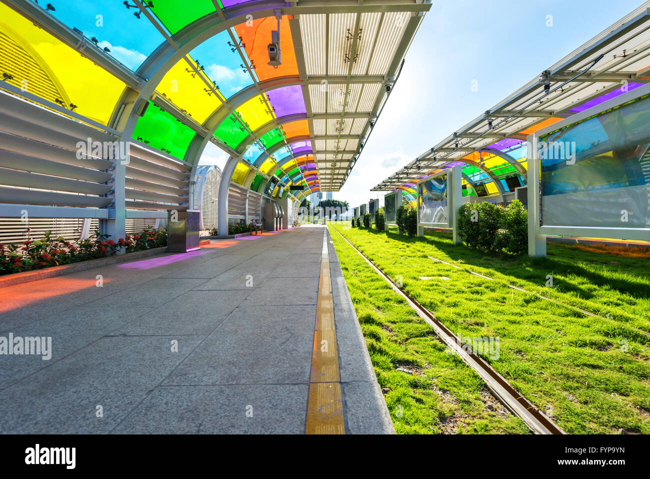 pavement of a park with greenland Stock Photo - Alamy