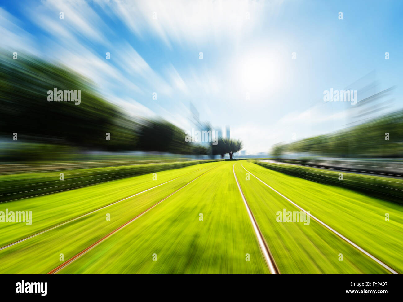 railways along with trees and greenland Stock Photo - Alamy