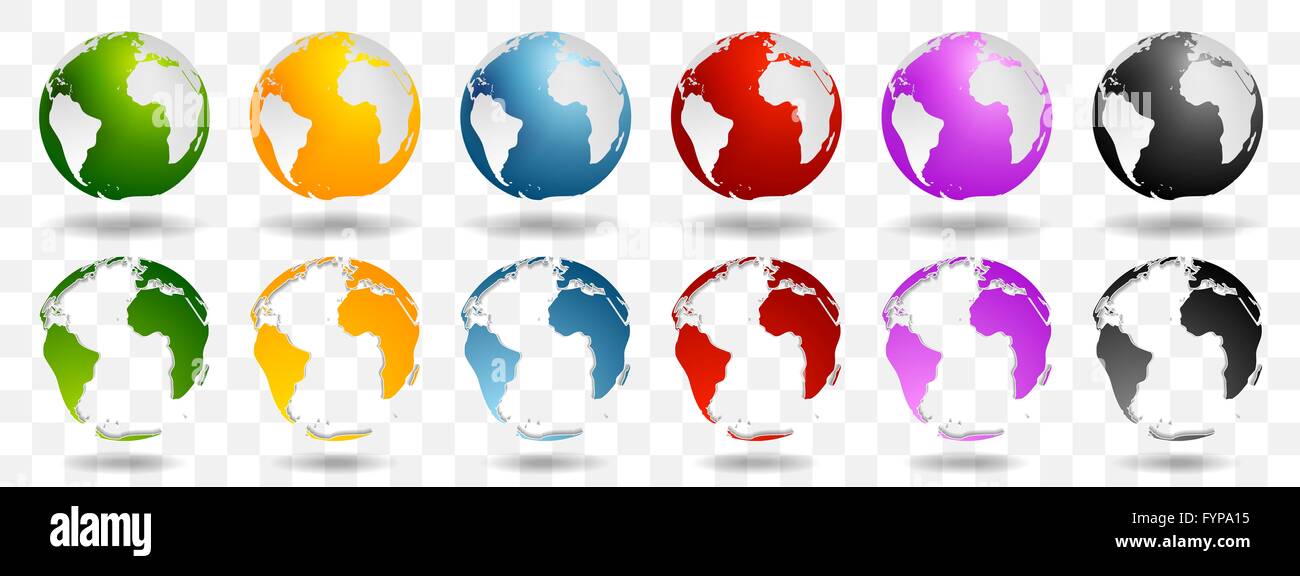 Bright earth globes vector design Stock Photo - Alamy