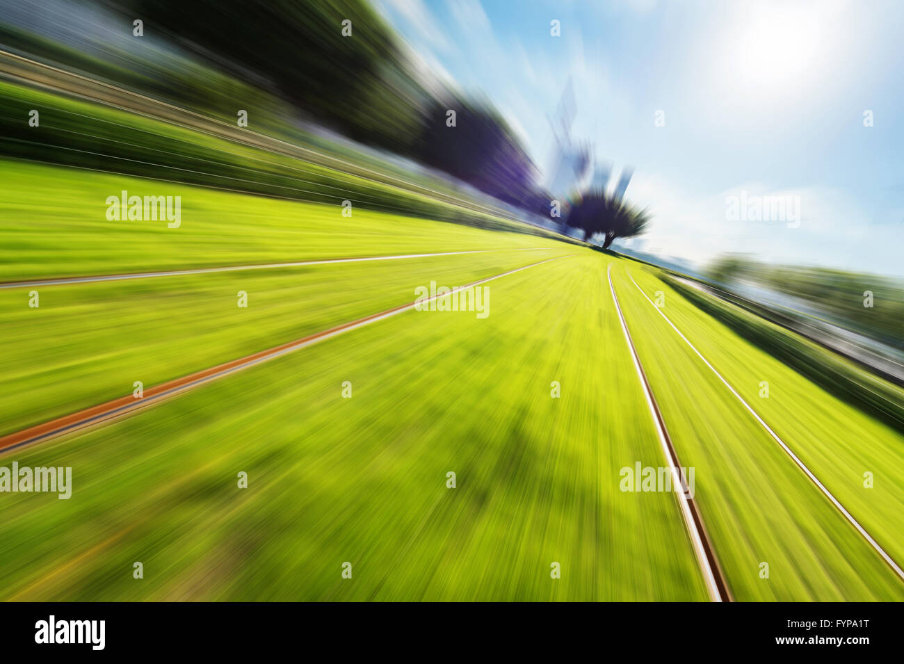 railways along with trees and greenland Stock Photo - Alamy