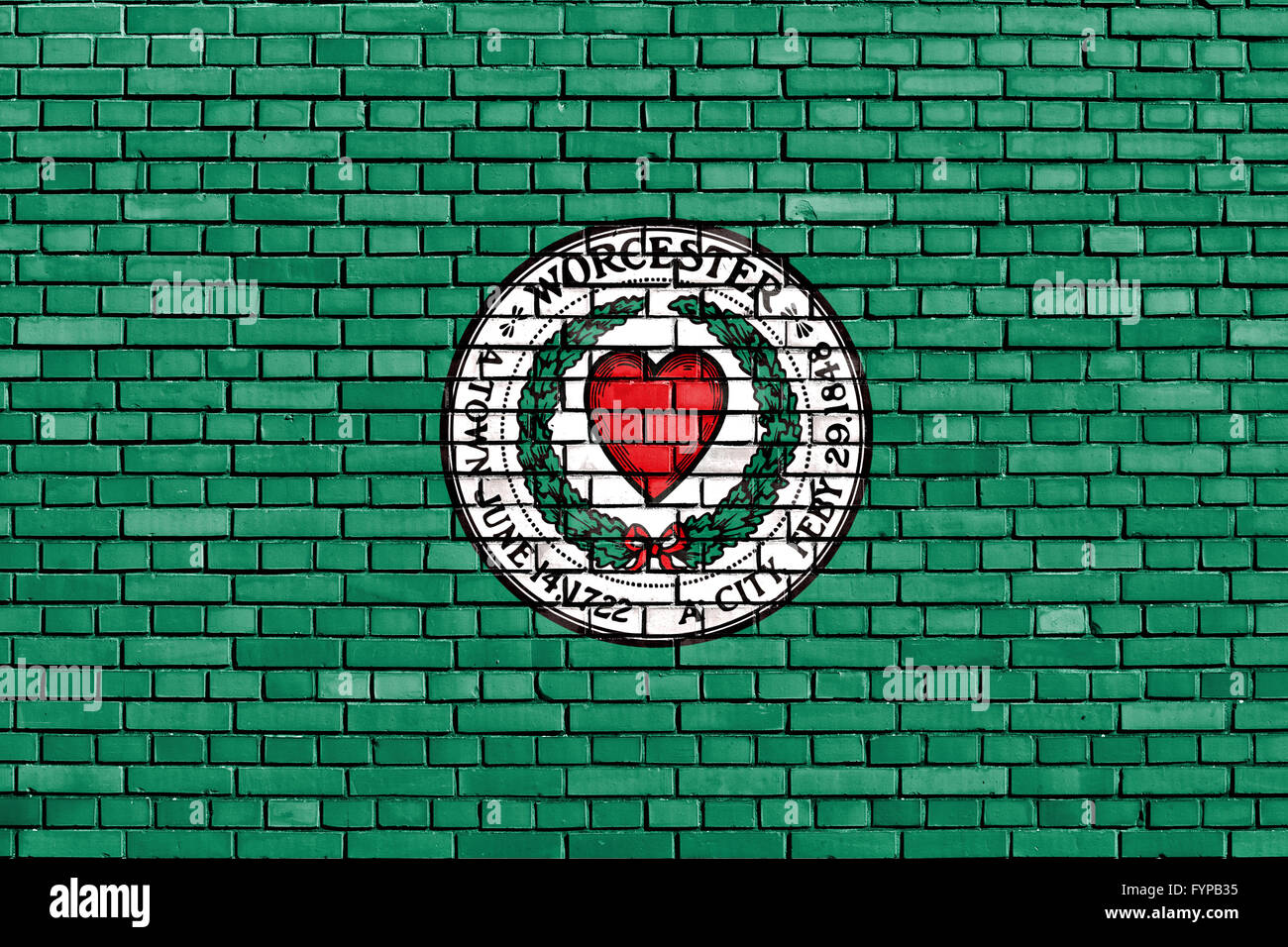 flag of Worcester painted on brick wall Stock Photo - Alamy